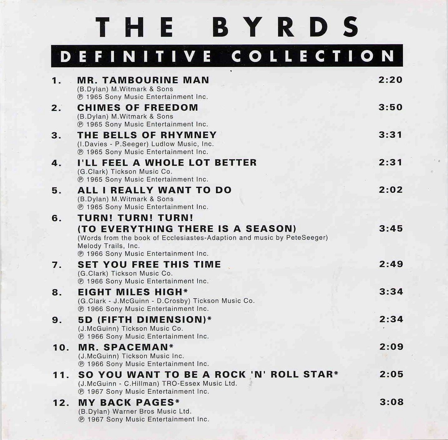 The Byrds The Definitive Collection : Inlay 1 | CD Covers | Cover ...